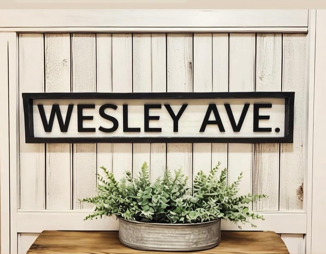 Road Street Address Framed Wooden Sign - Etsy