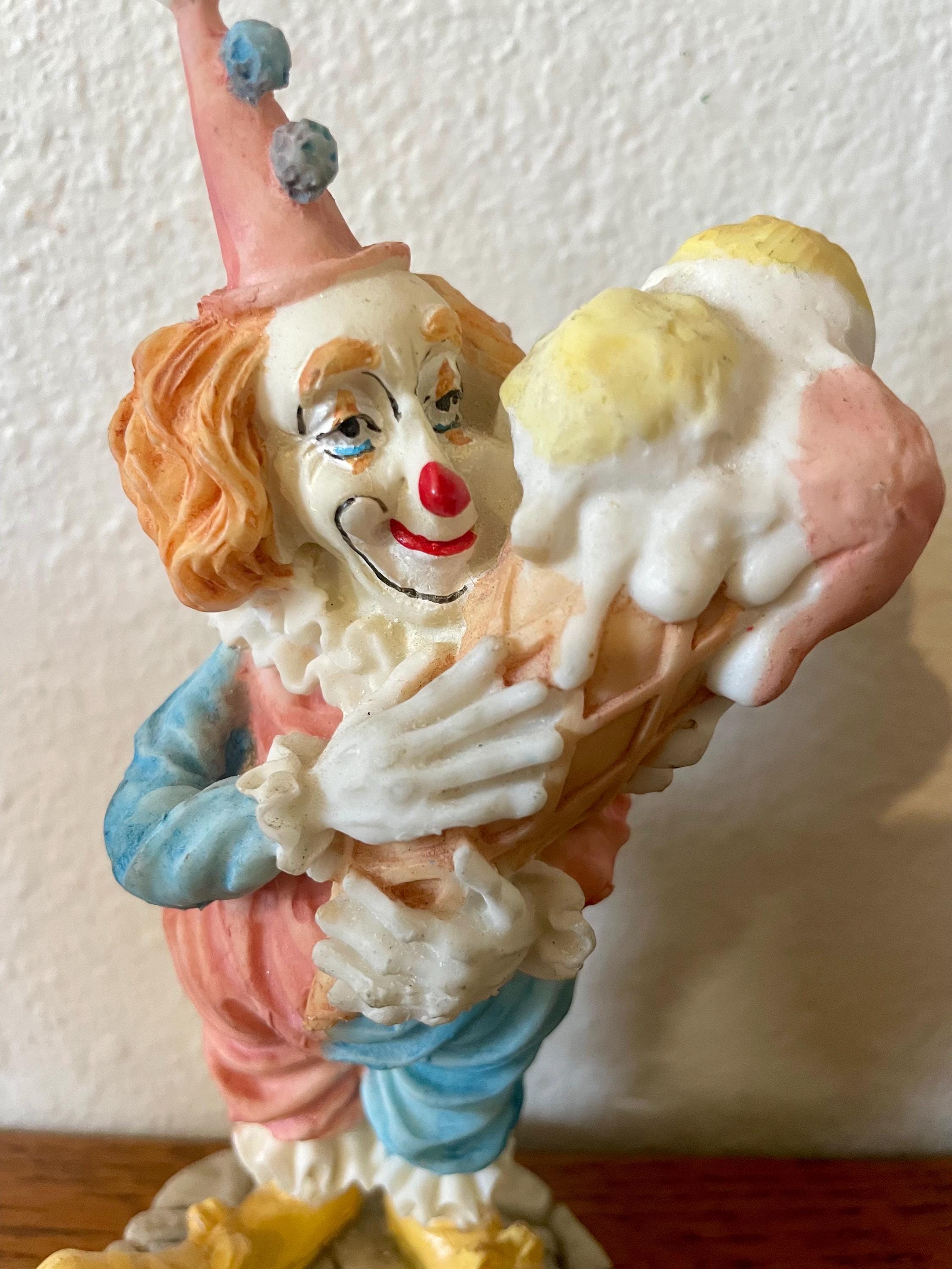 Vtg Handpainted Porcelain Bisque Clown Figurine With Ice Cream Cone ...