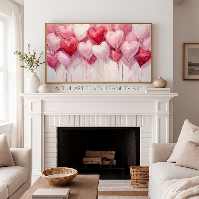 Heart Balloons Frame TV Art | Digital Download |valentine’s Day Decor ...
