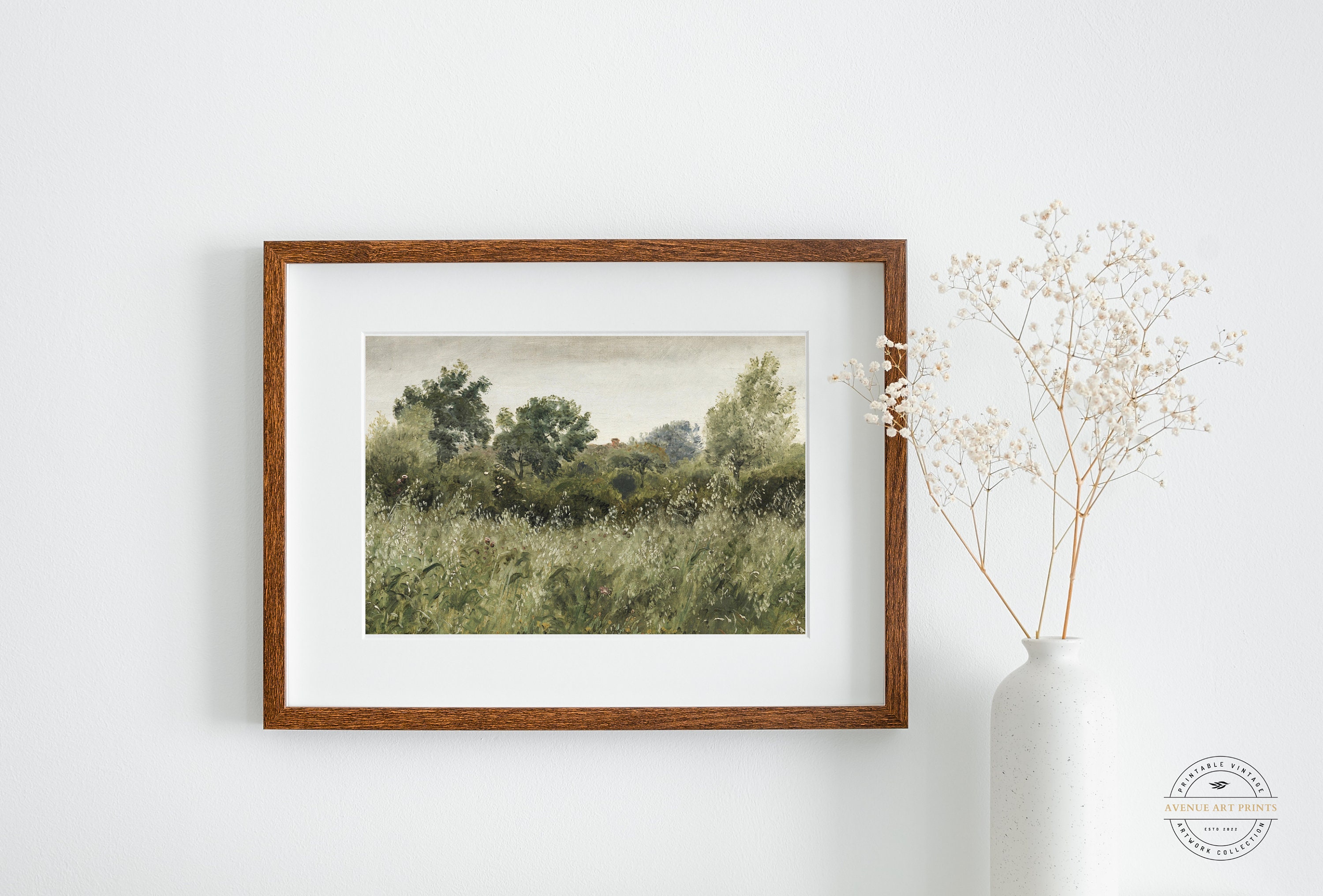 Oat Field Art Print Digital Download Green Field of Oats Antique ...