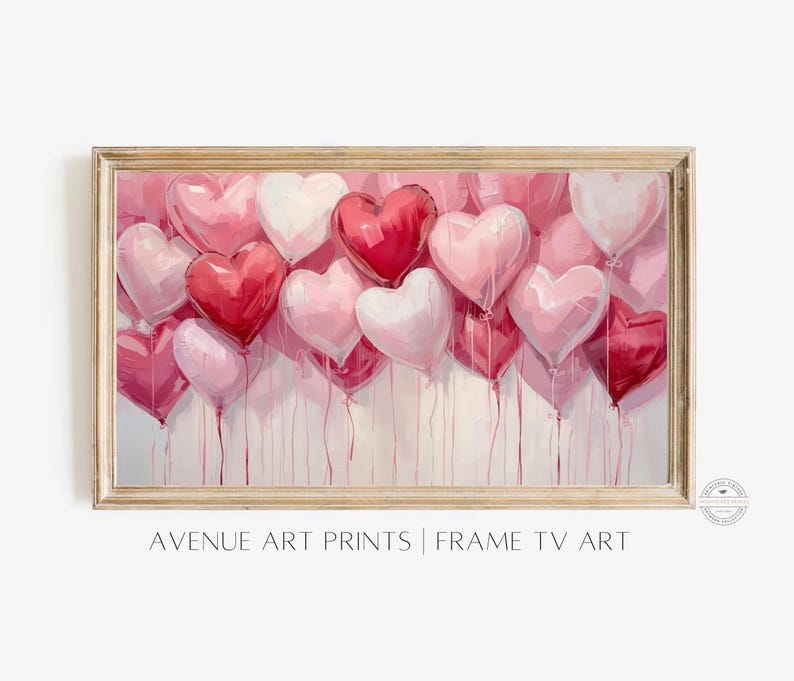 Heart Balloons Frame TV Art | Digital Download |valentine’s Day Decor ...