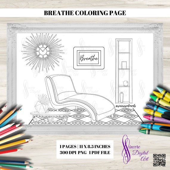 Breathe Printable Activity & Coloring Page Calm Paint and Sip | Etsy
