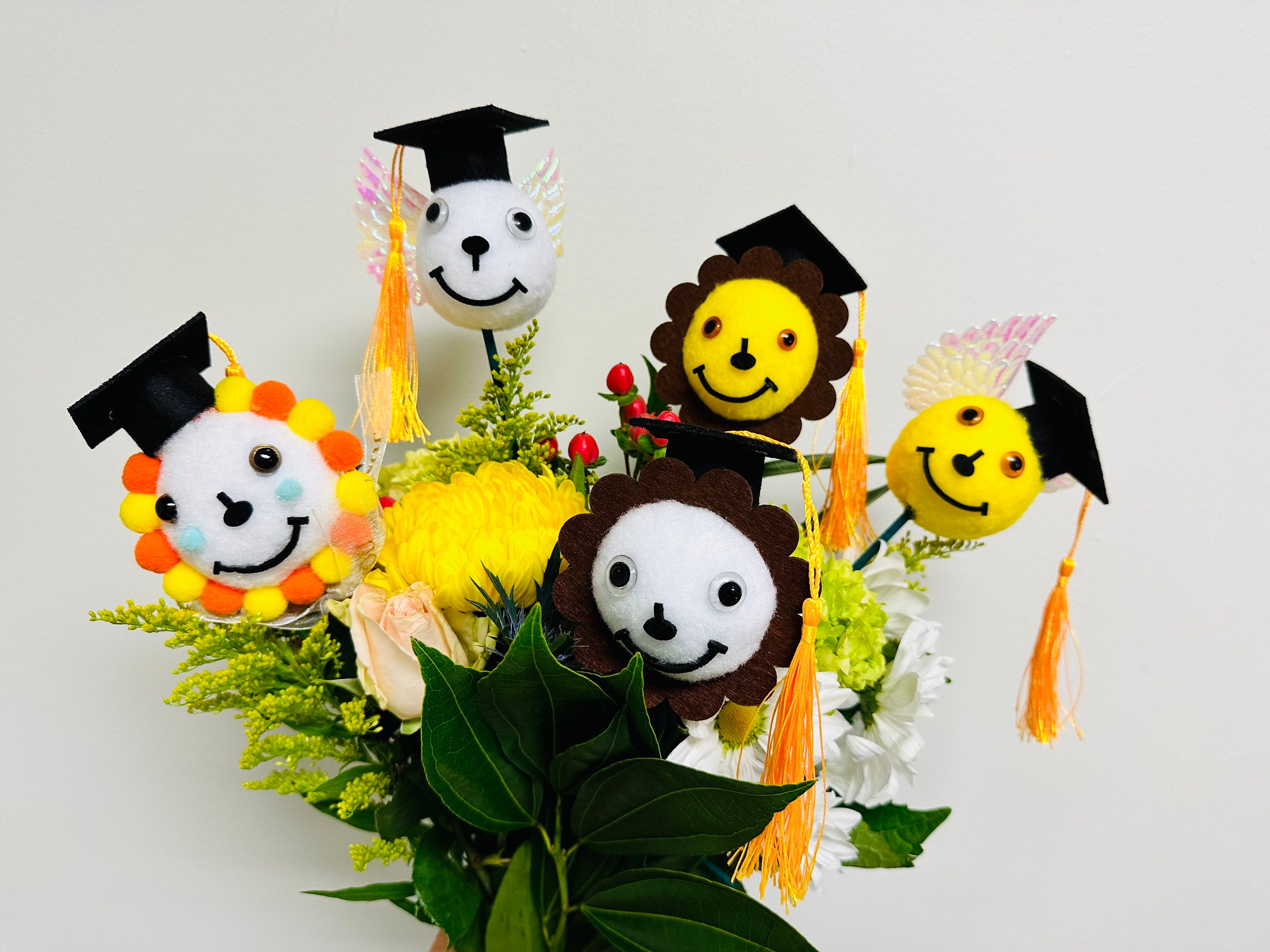 Graduation Flower Bouquet Topper Flower Graduation Cap Doll - Etsy