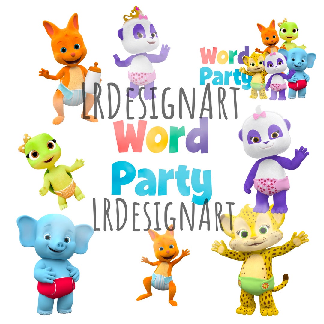 Word Party 9 Clip Art Png Digital | Cartoon Png | Download Word Party ...