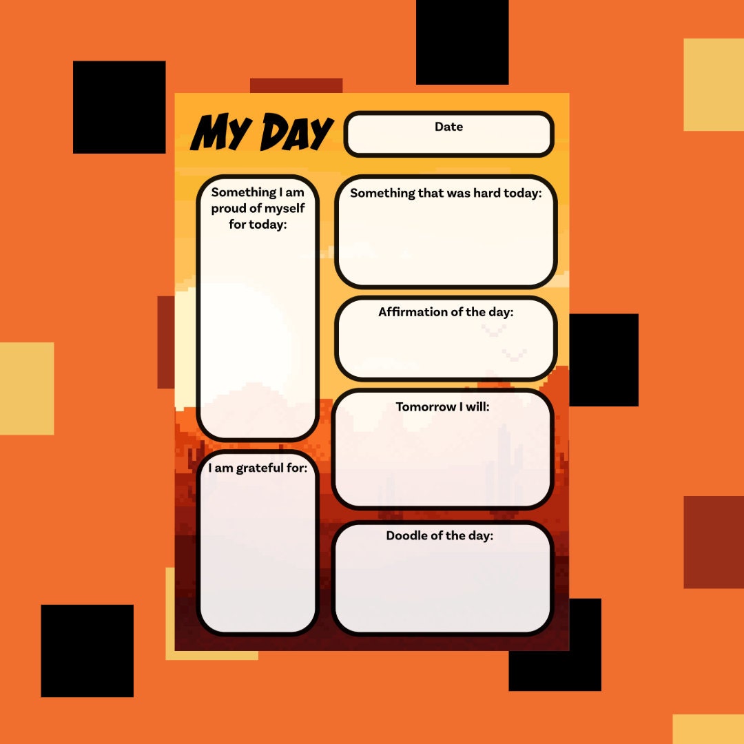 Self-reflection Worksheet for Kids (pixels) & Engaging Daily ...