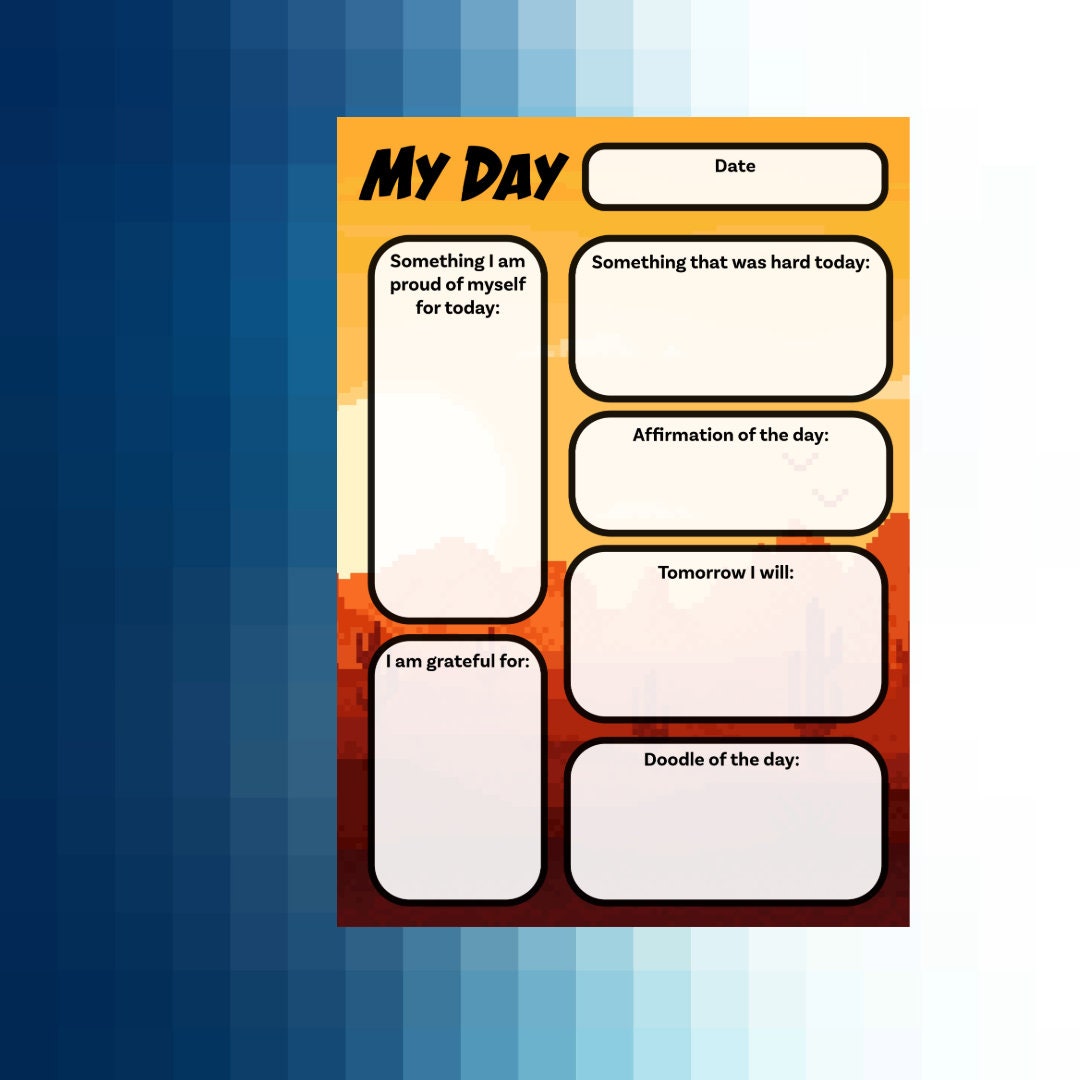 Self-reflection Worksheet for Kids (pixels) & Engaging Daily ...