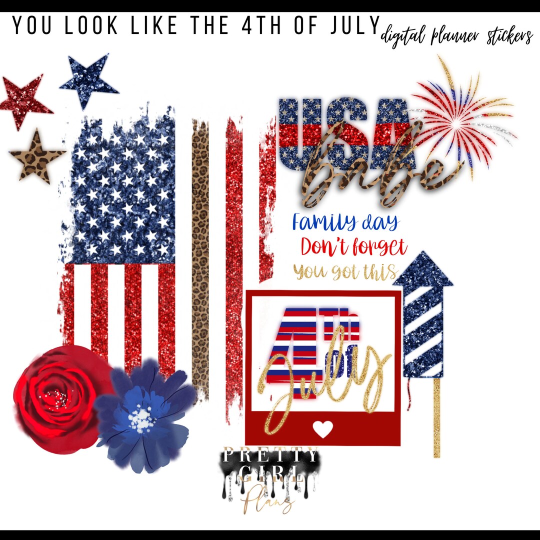 Fourth of July Collection by Pretty Girl Plans,digital Planner Stickers ...
