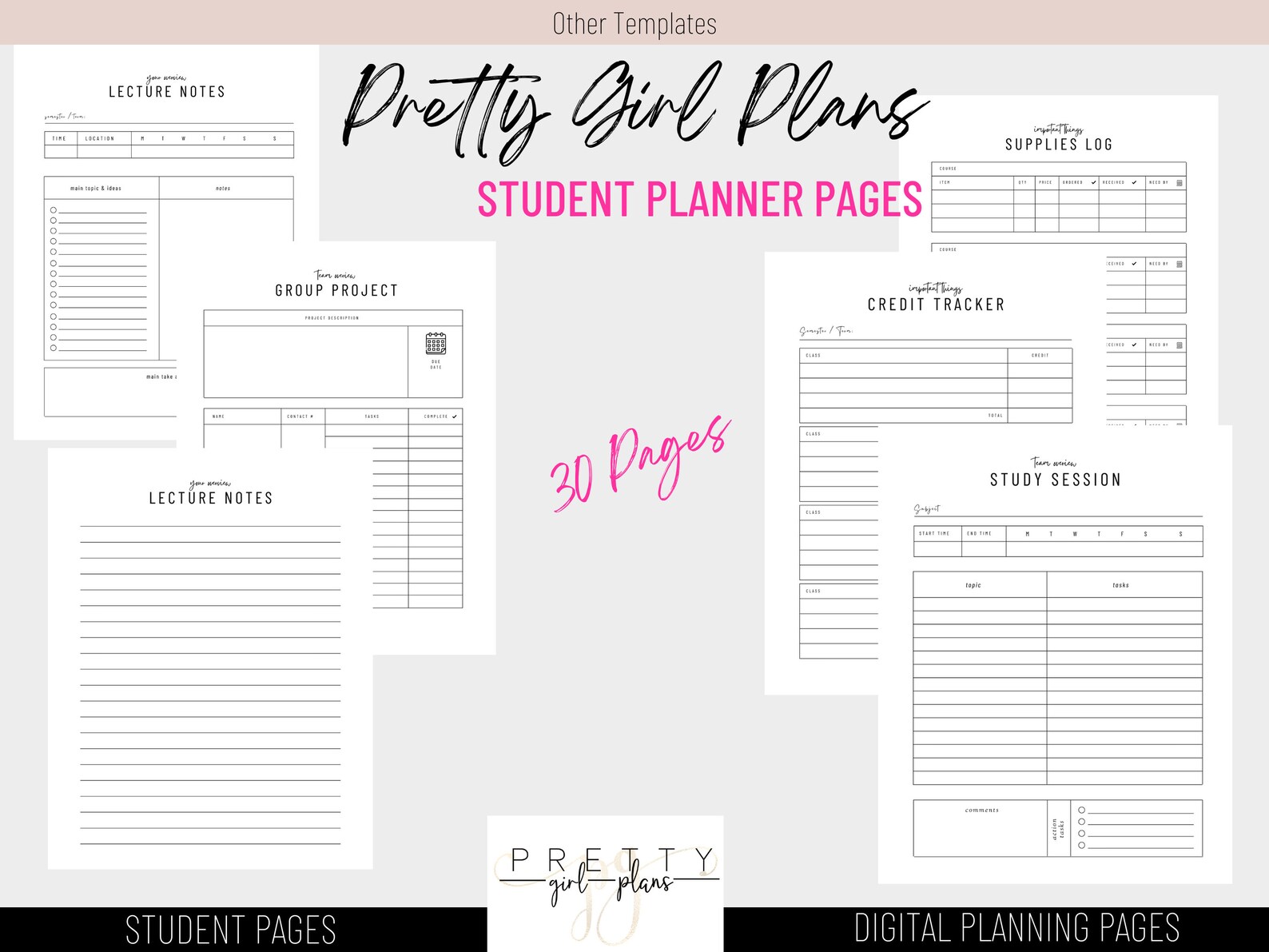 Student Template Collection , Student Planner Inserts, Student Planner ...