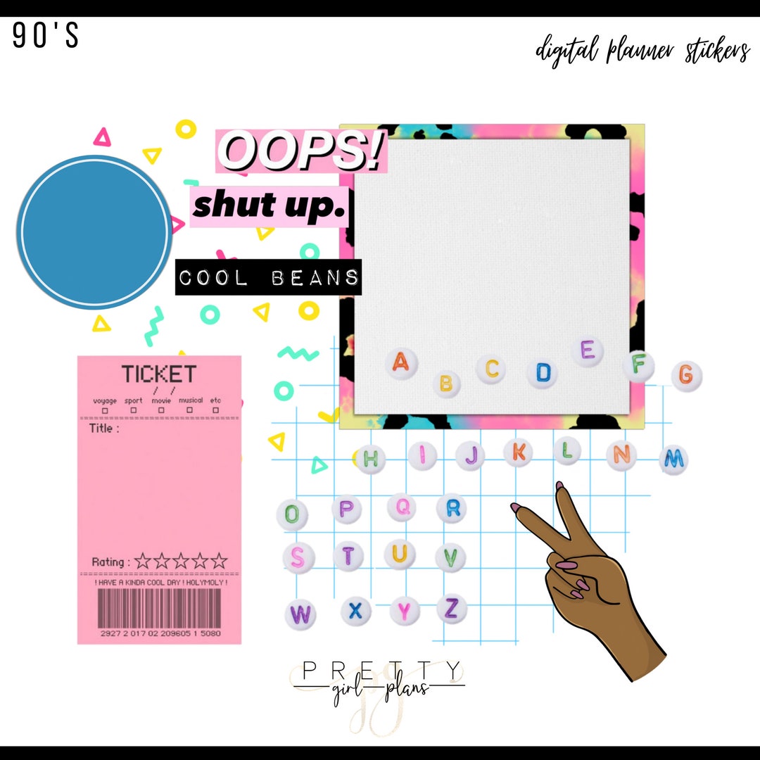 90's Digital Stickers, Totally 90s, Nostalgic Stickers for Digital ...