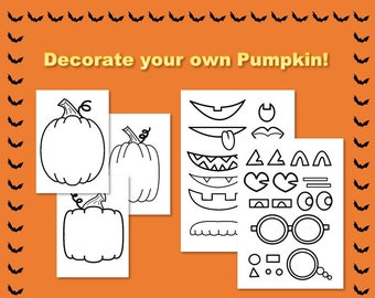 Decorate Pumpkin | Halloween Kids Activity DIY Jack-o-lantern Craft - Etsy