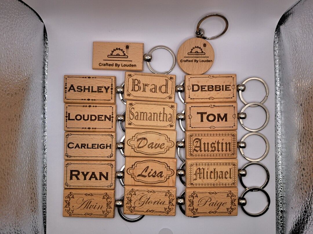 Custom Engraved Keychains - Wood & Stainless Steel - - Etsy