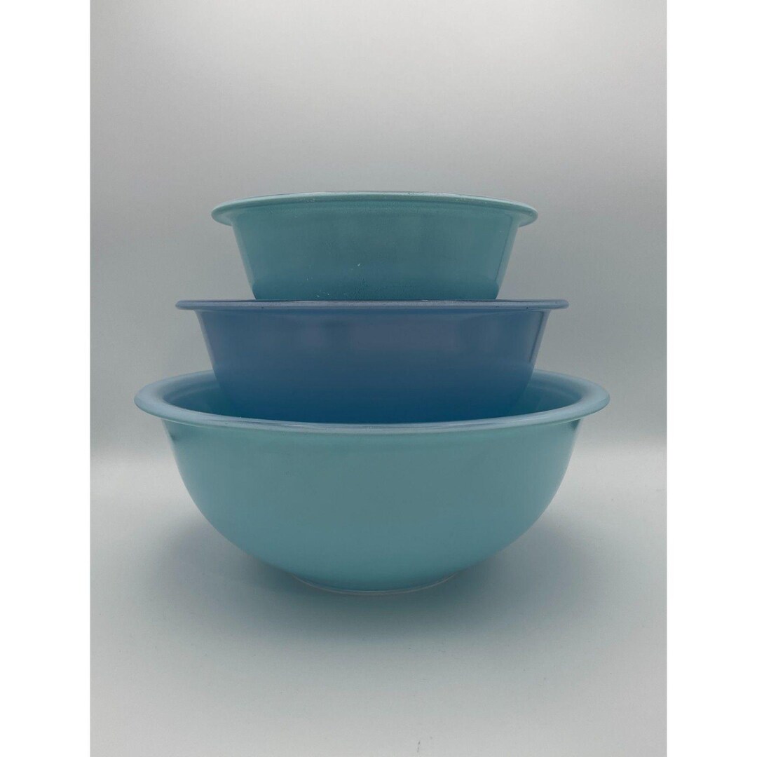 Pyrex Moody Blues Clear Bottom 3 Piece Set of Bowls 322 323 325 - Etsy