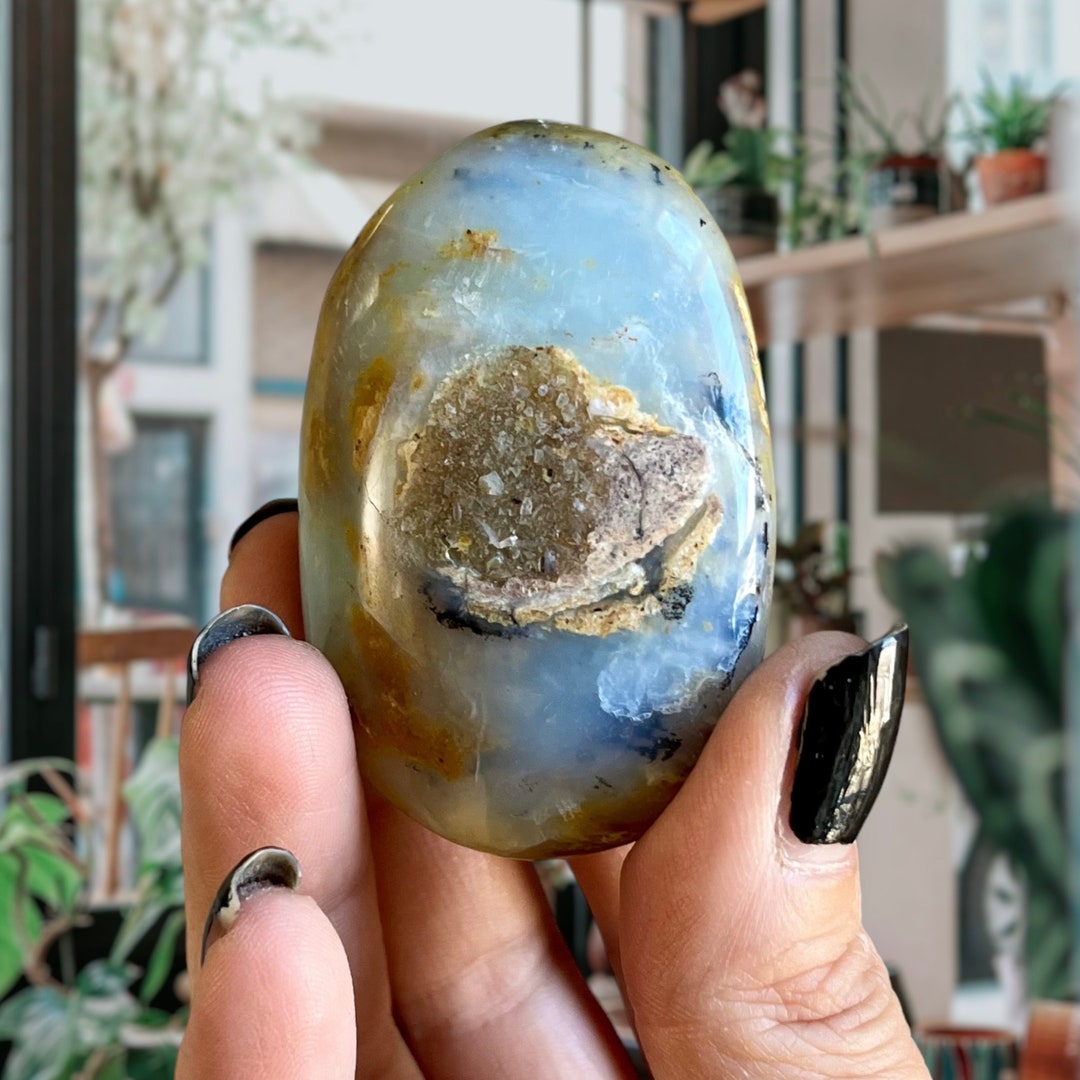 Rare Andean Blue Opal Palm Stone Peruvian Opal Gemstone Dendritic Opal ...