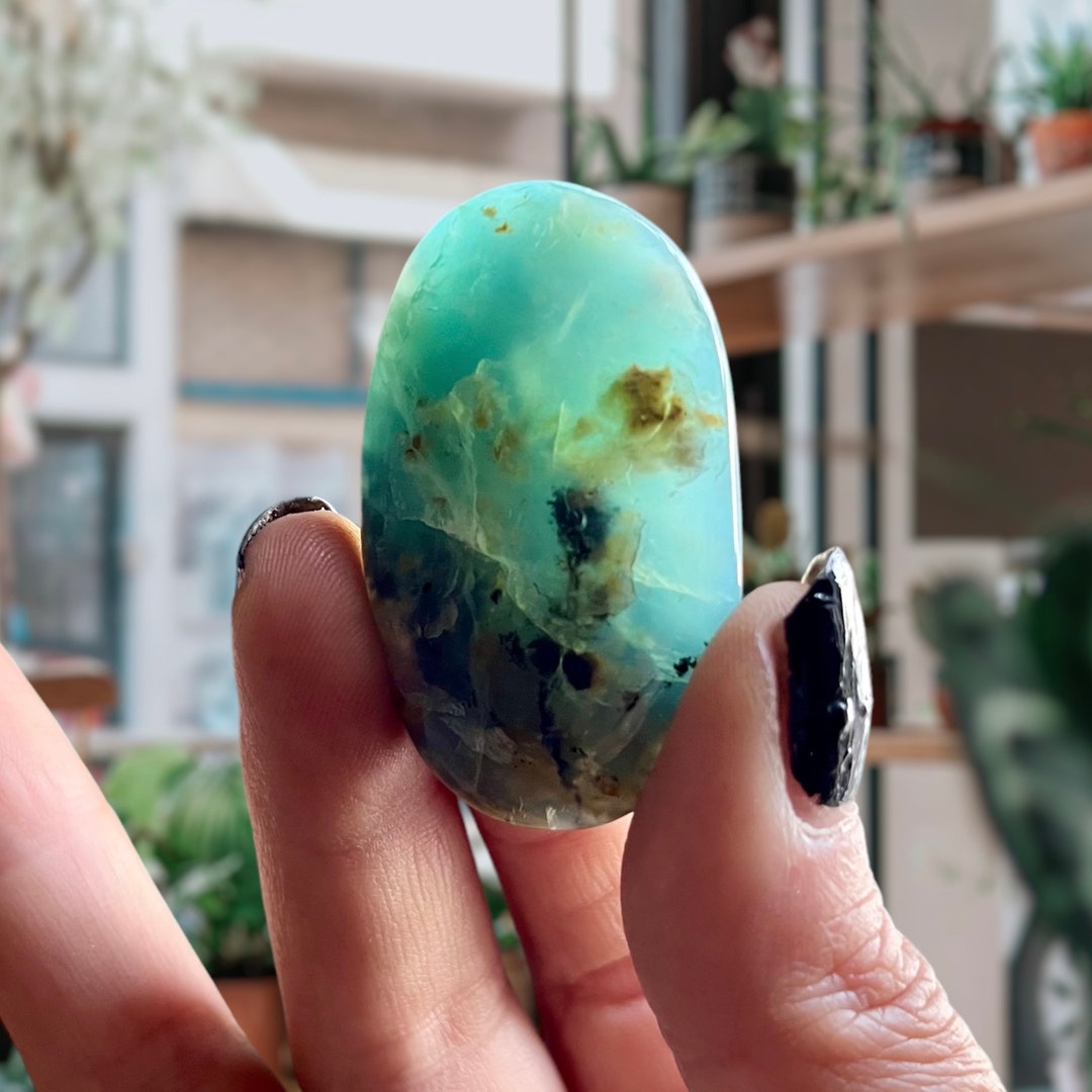 Rare Peruvian Blue Opal Crystal Palm Stone | Andean Opal | Carribean ...