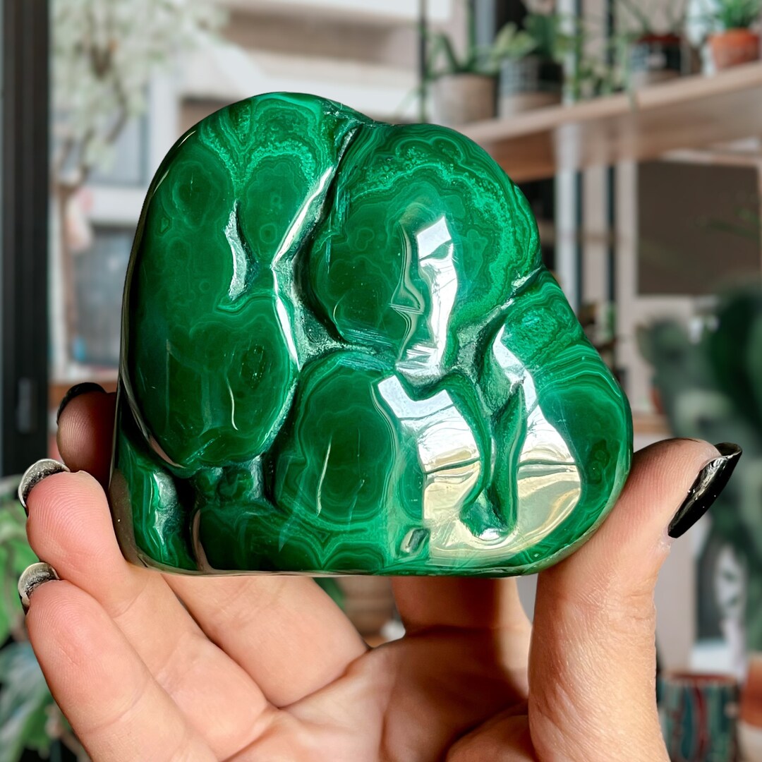 477g Large Freestanding Natural Malachite Crystal Freeform | Hand ...