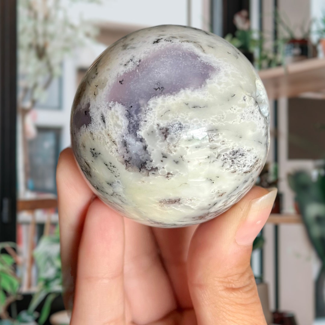 Merlinite Sphere Dendritic Agate W/ Purple Chalcedony True Merlinite ...