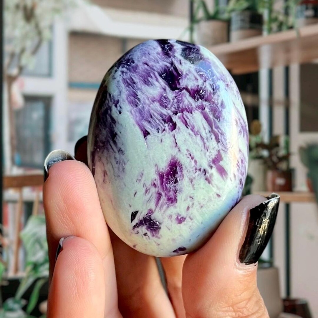 Rare Kammererite Crystal Palm Stone: Hand Polished Serpentine ...