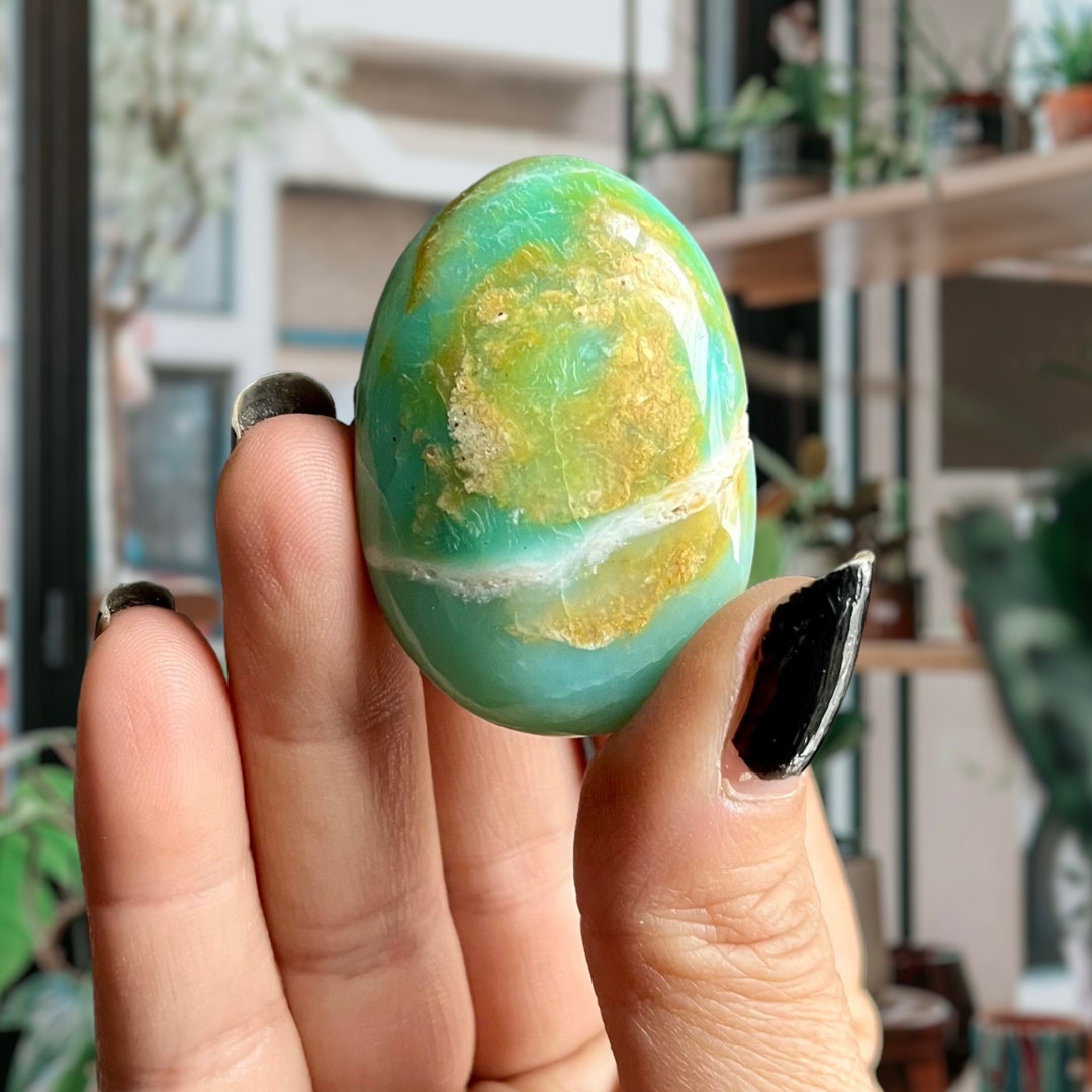 Andean Blue Opal Rare Peruvian Opal Crystal Palm Stone Artisan Hand ...