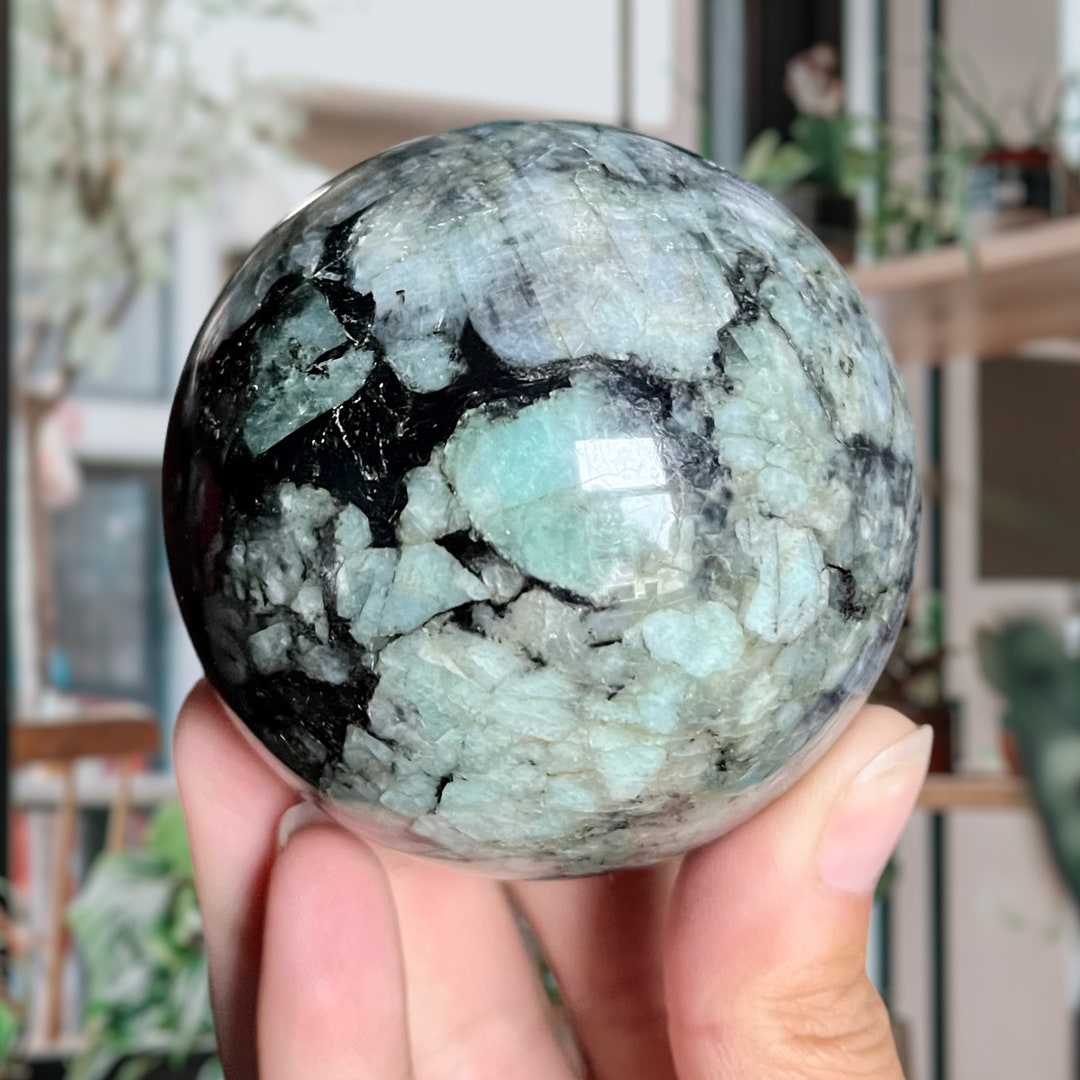 Large Natural Emerald Crystal Sphere Genuine Emerald Sphere Rare Find Emerald in Quartz W ...