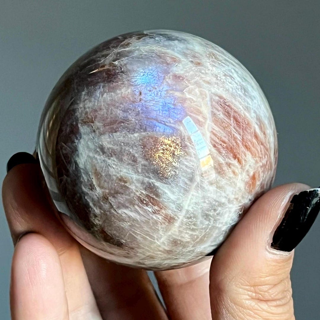 Radiant AAA Sunstone Moonstone Sphere Arusha Sunstone Blue Moonstone ...
