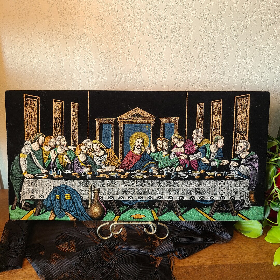 Vintage Last Supper Black Velvet Painting Unframed - Etsy