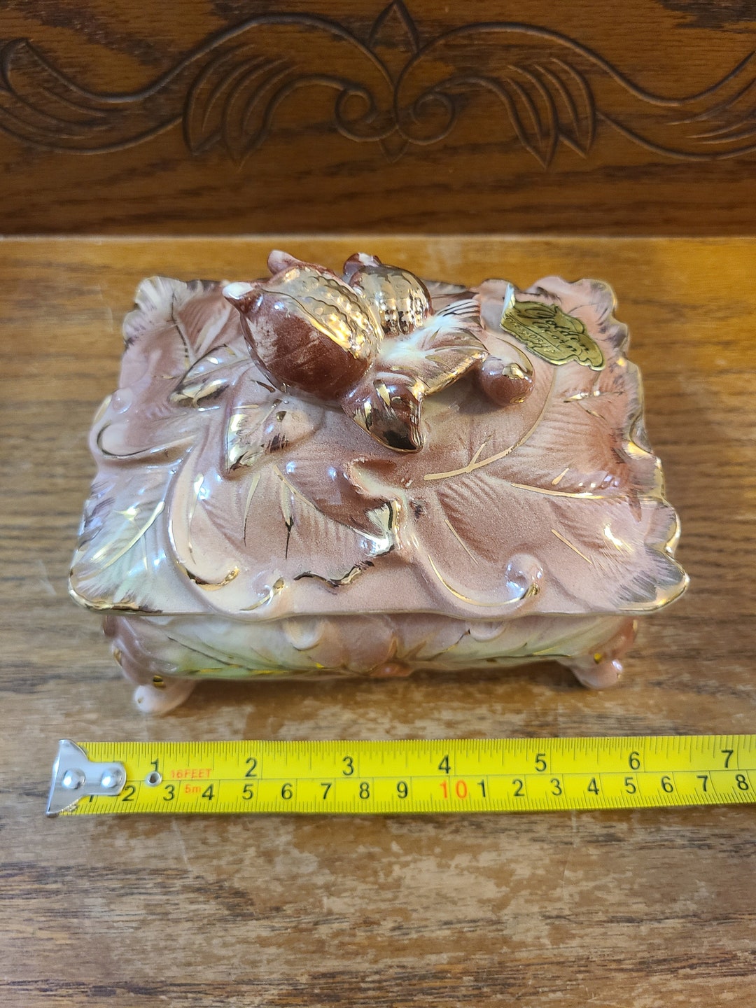 Vintage Golden Acorn Accessories Jewelry Trinket Box Unique Practical ...