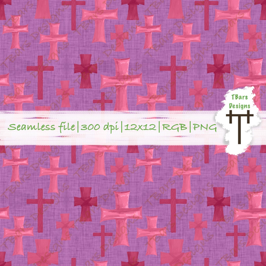 Religious Seamless - Pink Crosses Seamless Design, Christian Seamless ...