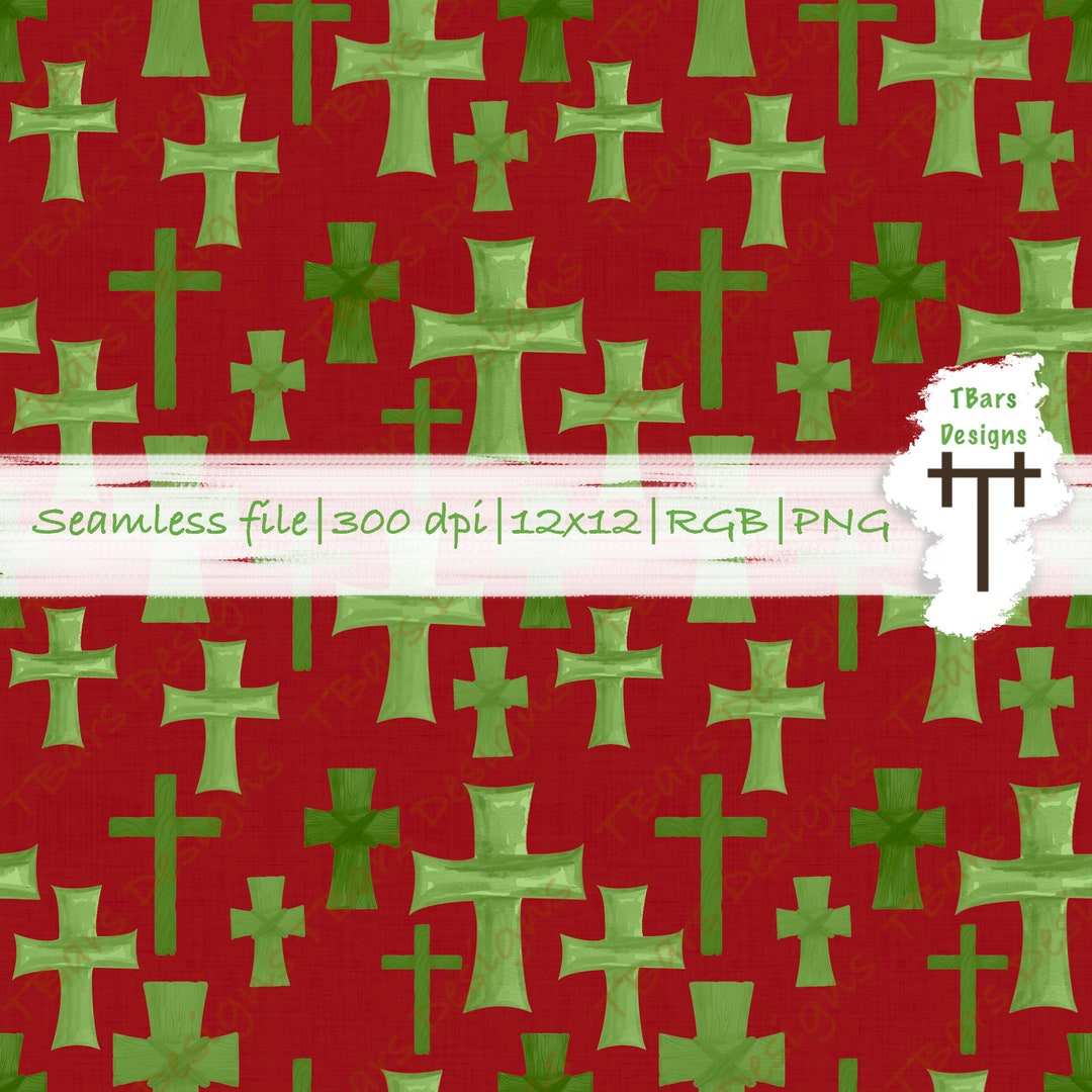 Religious Seamless - Green Crosses Seamless Design, Christian Seamless ...