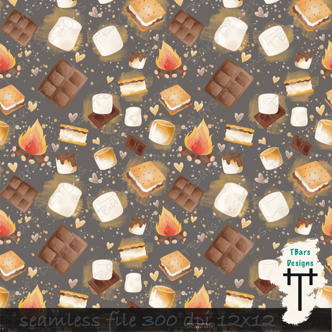 S’mores Seamless - S’mores on Grey Background File - Fall Seamless ...