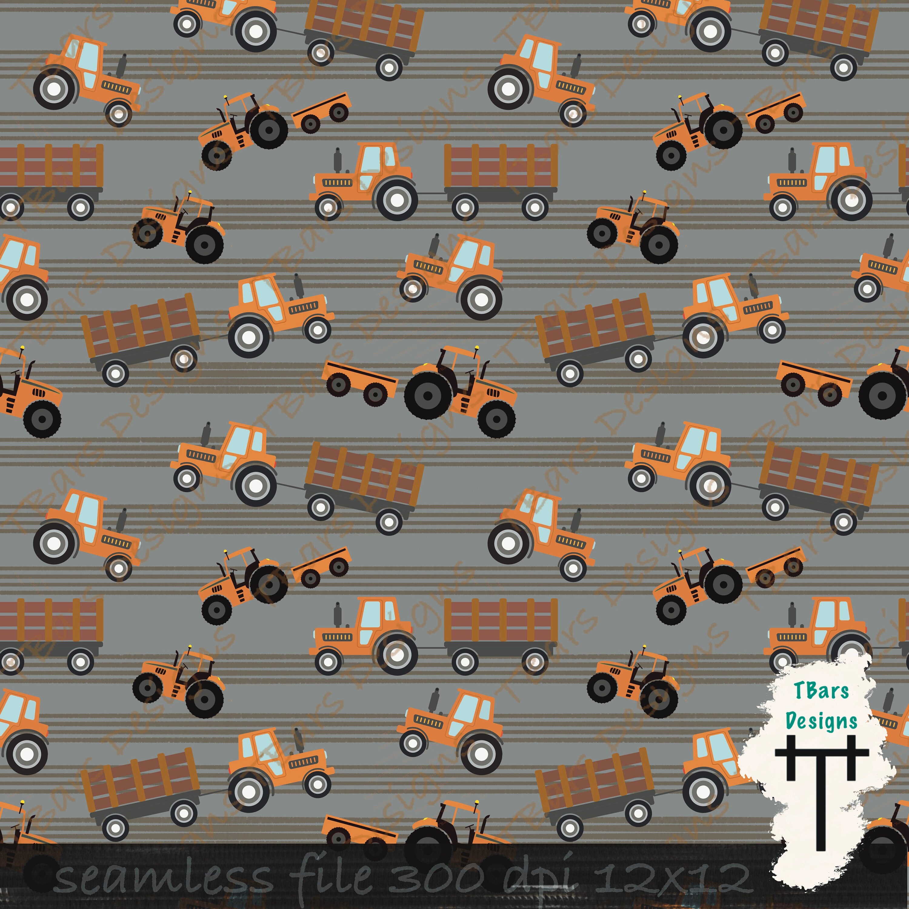 Orange Tractors Seamless - Farm Seamless - Etsy