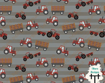 Red Watercolor Farm Tractors Digital Seamless File - Etsy