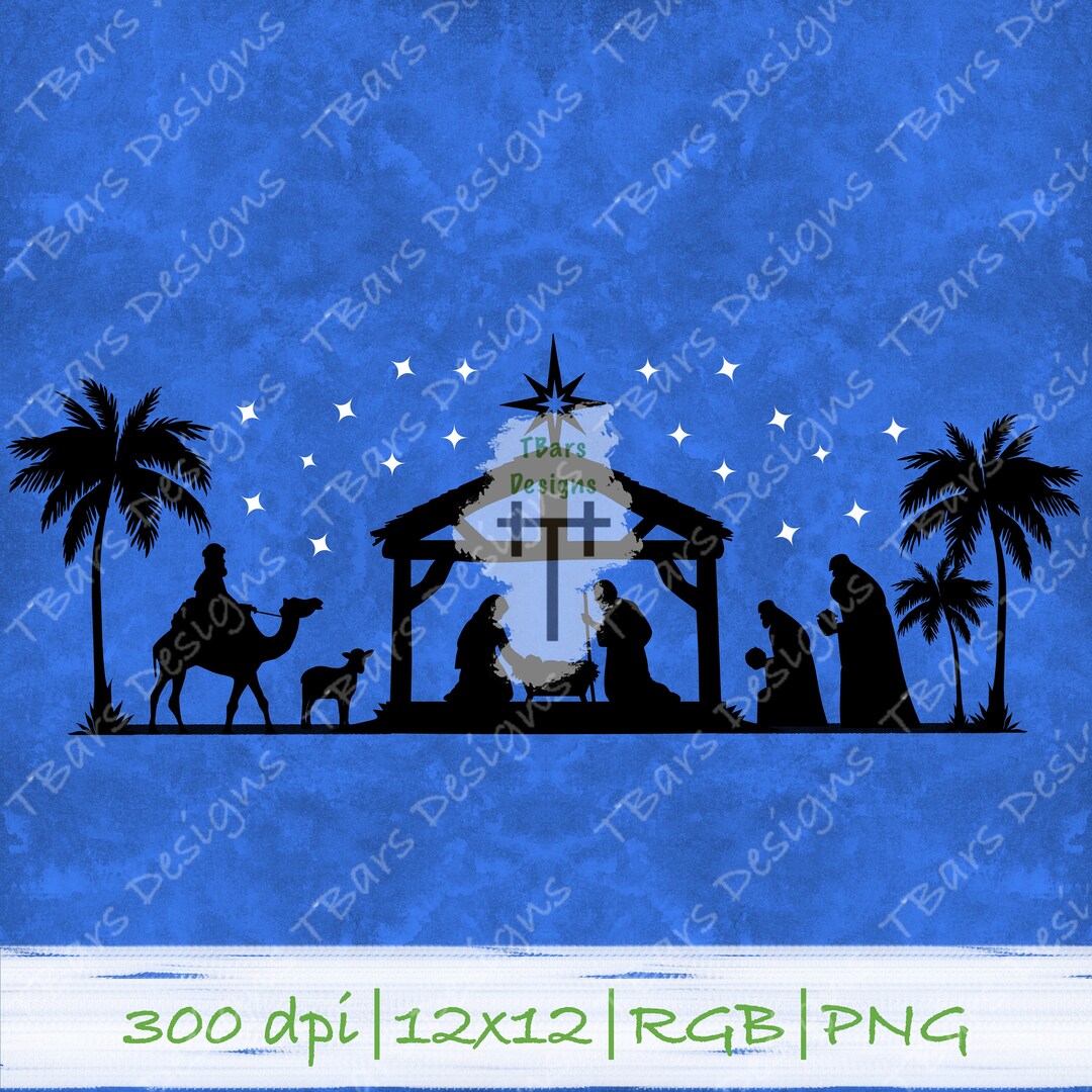 Blue Nativity Panel Design, Nativity Png, Nativity Placement Design - Etsy