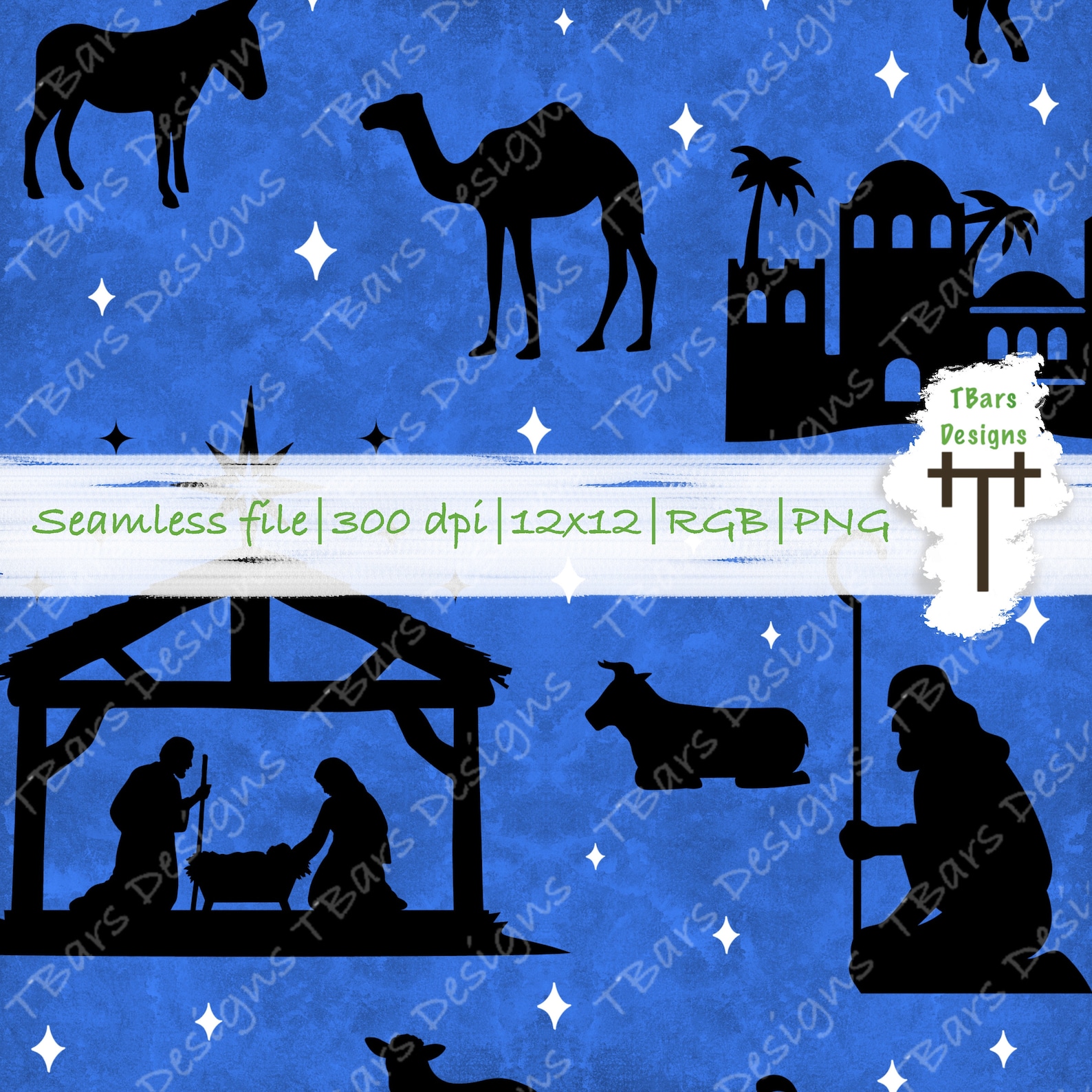 Blue Nativity Seamless, Birth of Christ Seamless - Etsy