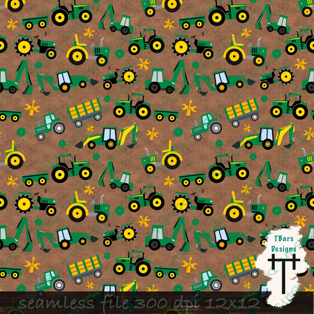 Green Tractor Seamless Farm Seamless - Etsy