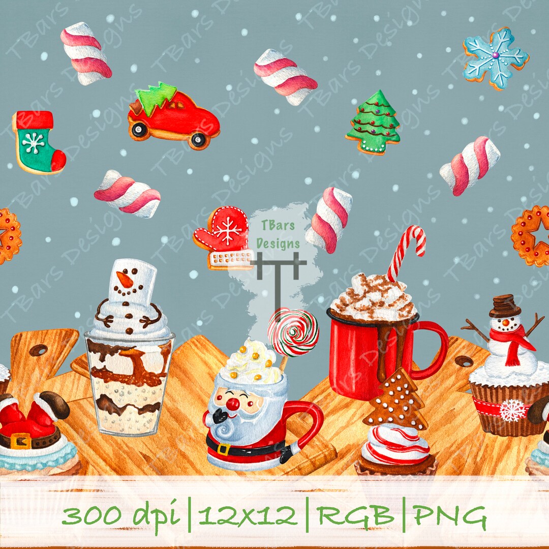 Christmas Sweets Border Design Hot Chocolate Border Design - Etsy
