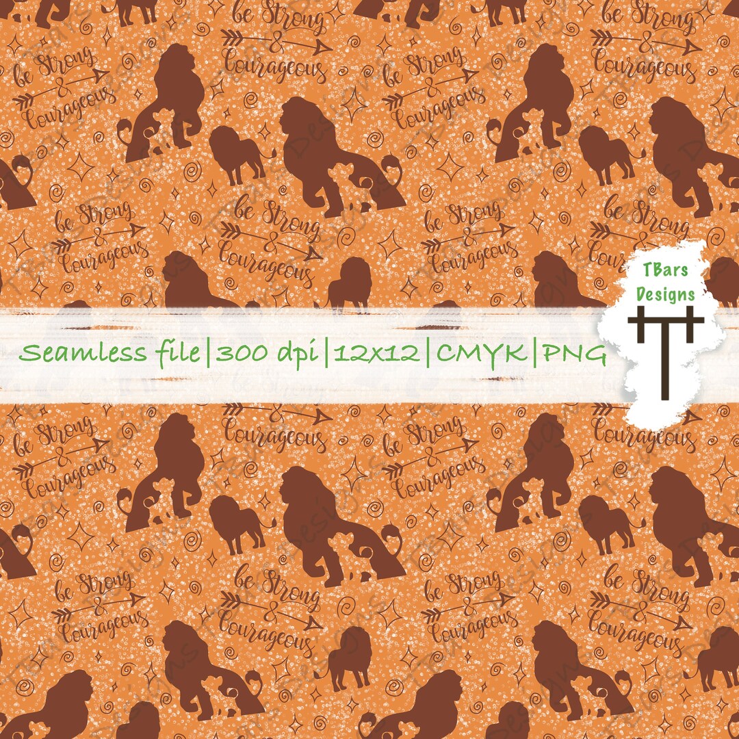 Religious Seamless, Orange Inspirational Seamless, Be Strong and ...