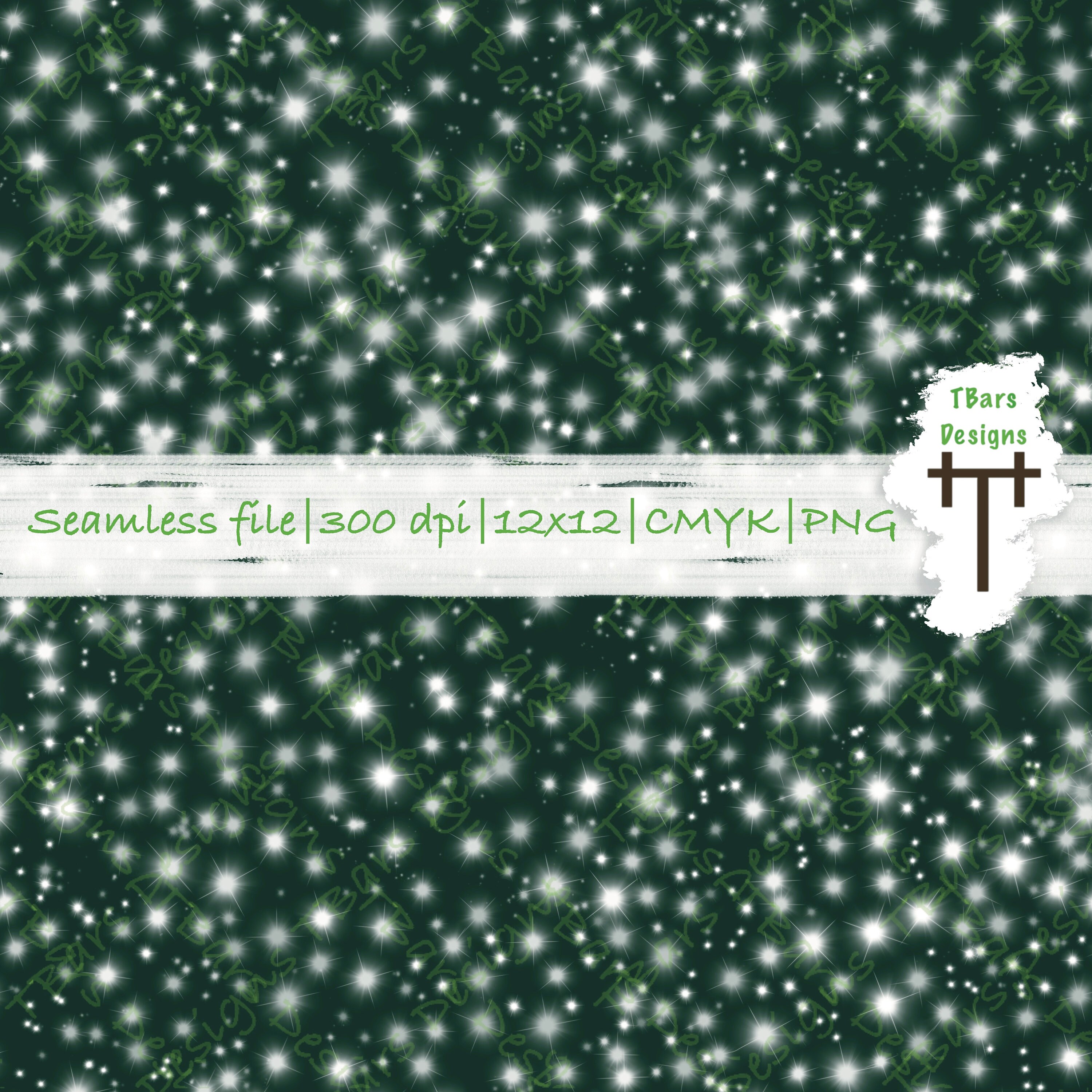Wishing Stars on a Dark Green Background, Star Seamless Design, a ...