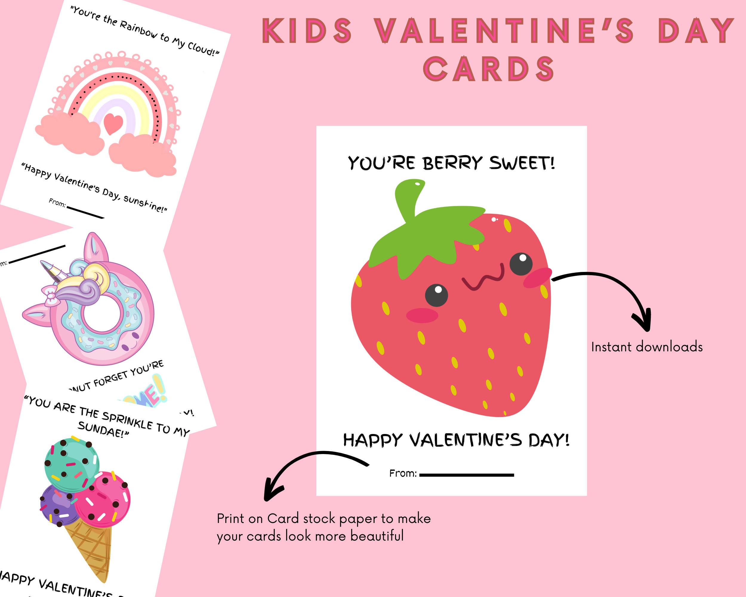 Printable Rainbow Valentine's Day Cards, Classroom Valentine's Day ...