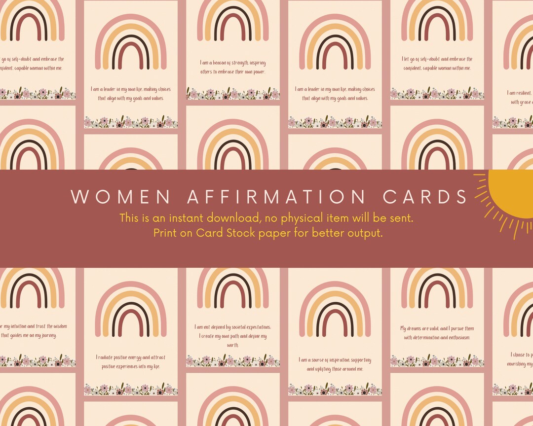 4X5 BOHO Theme Women Affirmation Cards, Positive Affirmation Cards ...