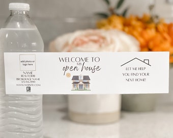 Open House Water Bottle Label, Open House Bottle Tag, Real Estate Water ...