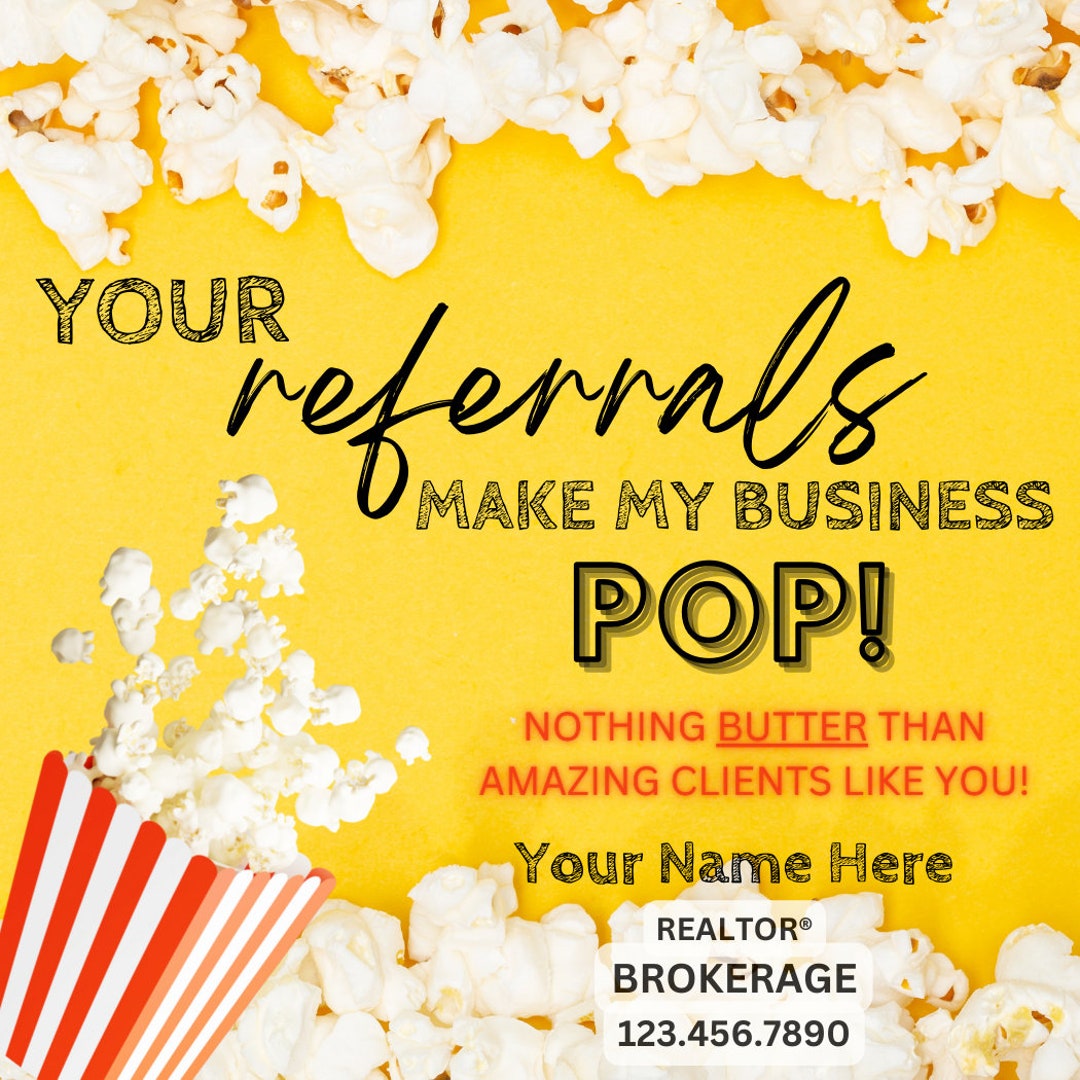 Realtor Popcorn Pop Bys Tags - Editable Template - Digital Download ...