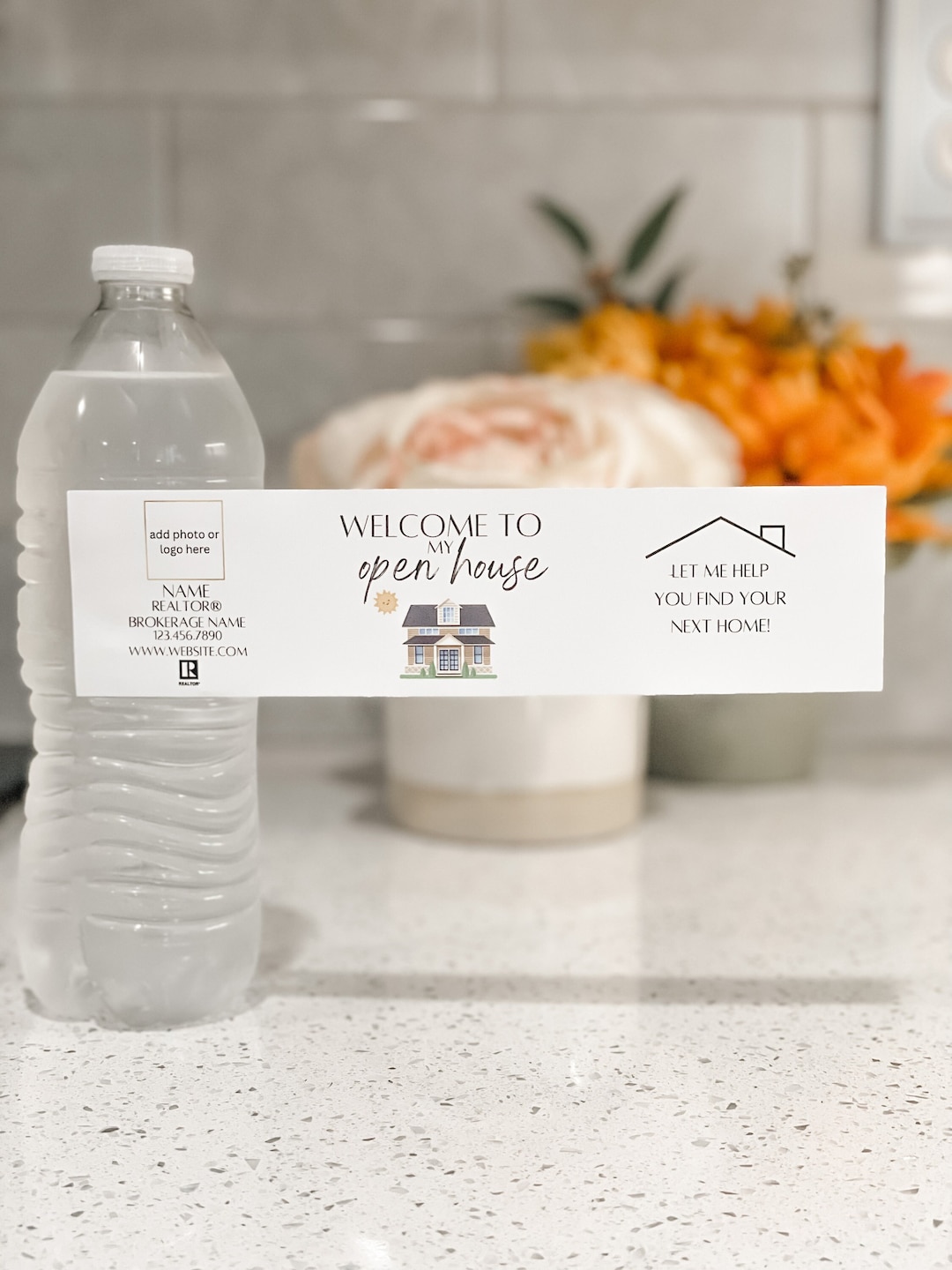 Realtor Open House Water Bottle Labels - Editable - Digital Download ...