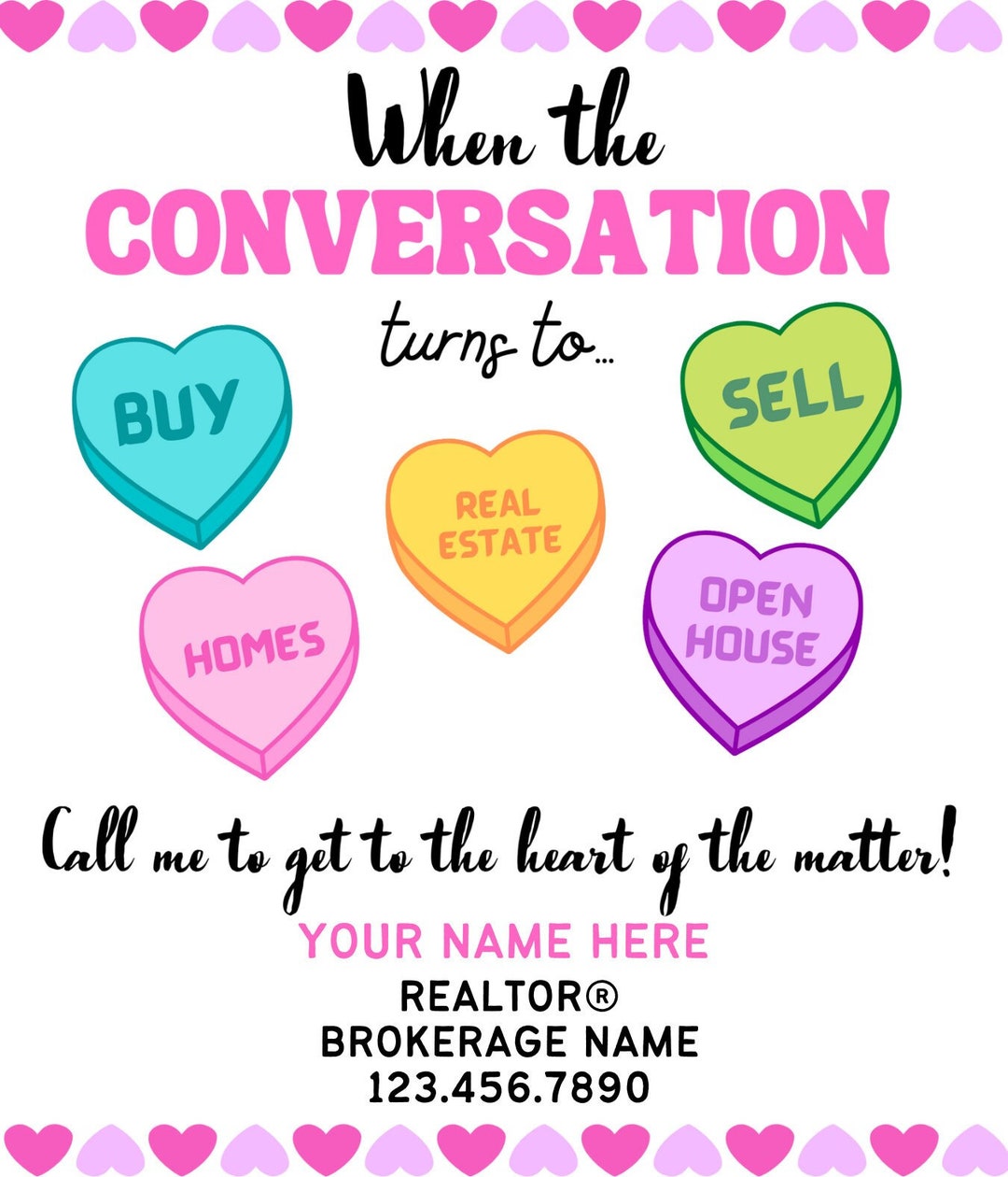 Realtor Valentines Day Pop by Tags - Editable Template - Valentine Real ...