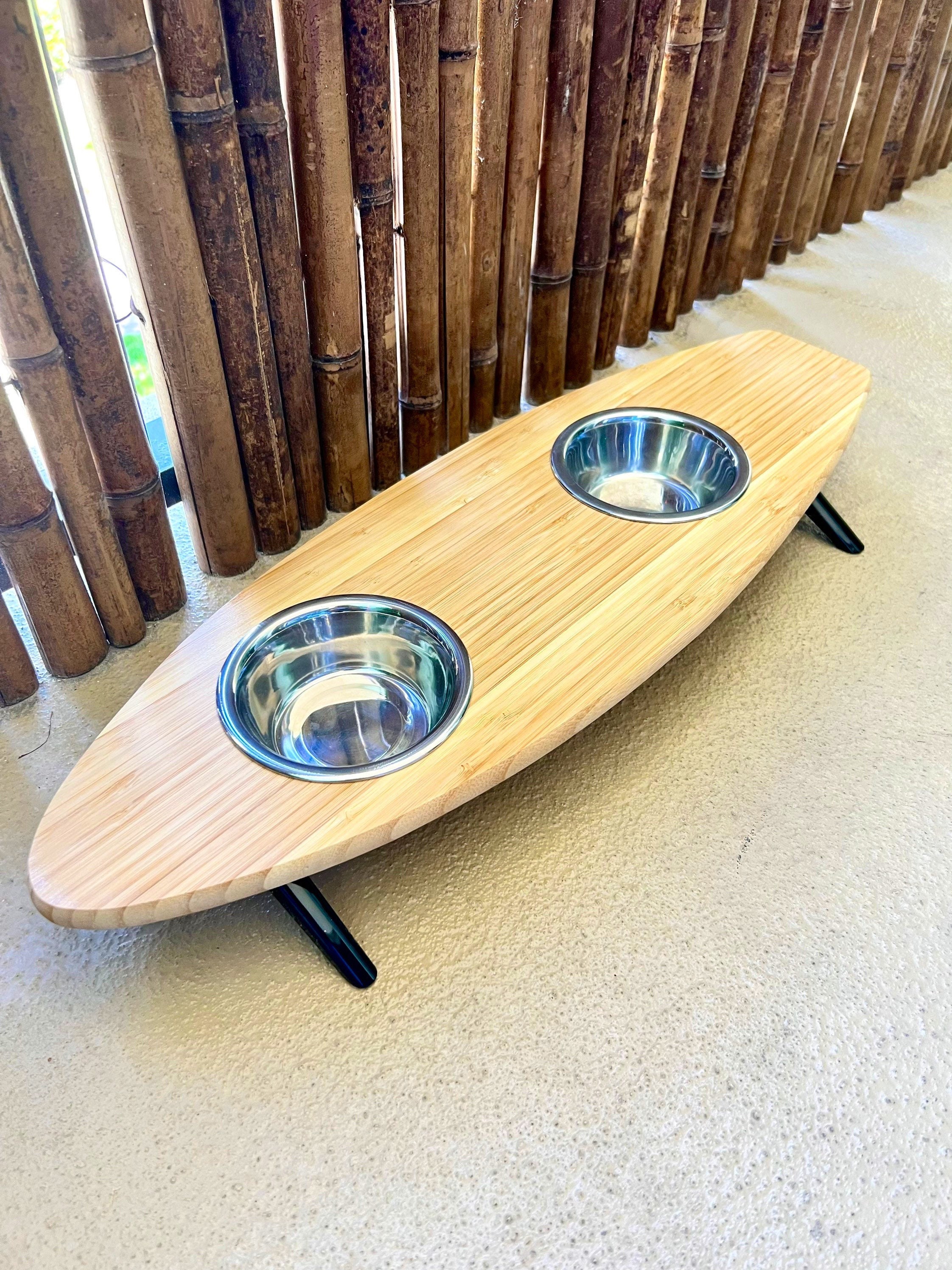Lil Surfer Pet Bowl Holder natural Wood - Etsy
