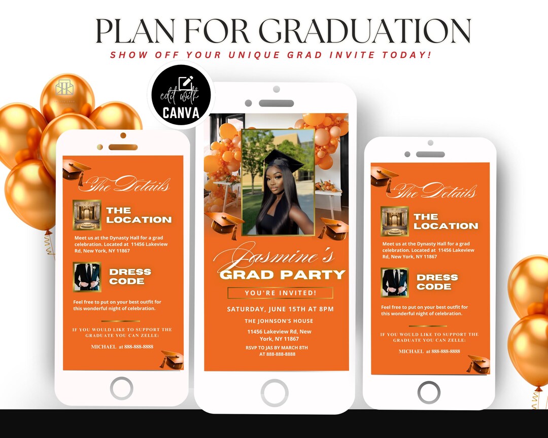 Digital Graduation Party Invitation, Editable Grad Template, Graduation ...