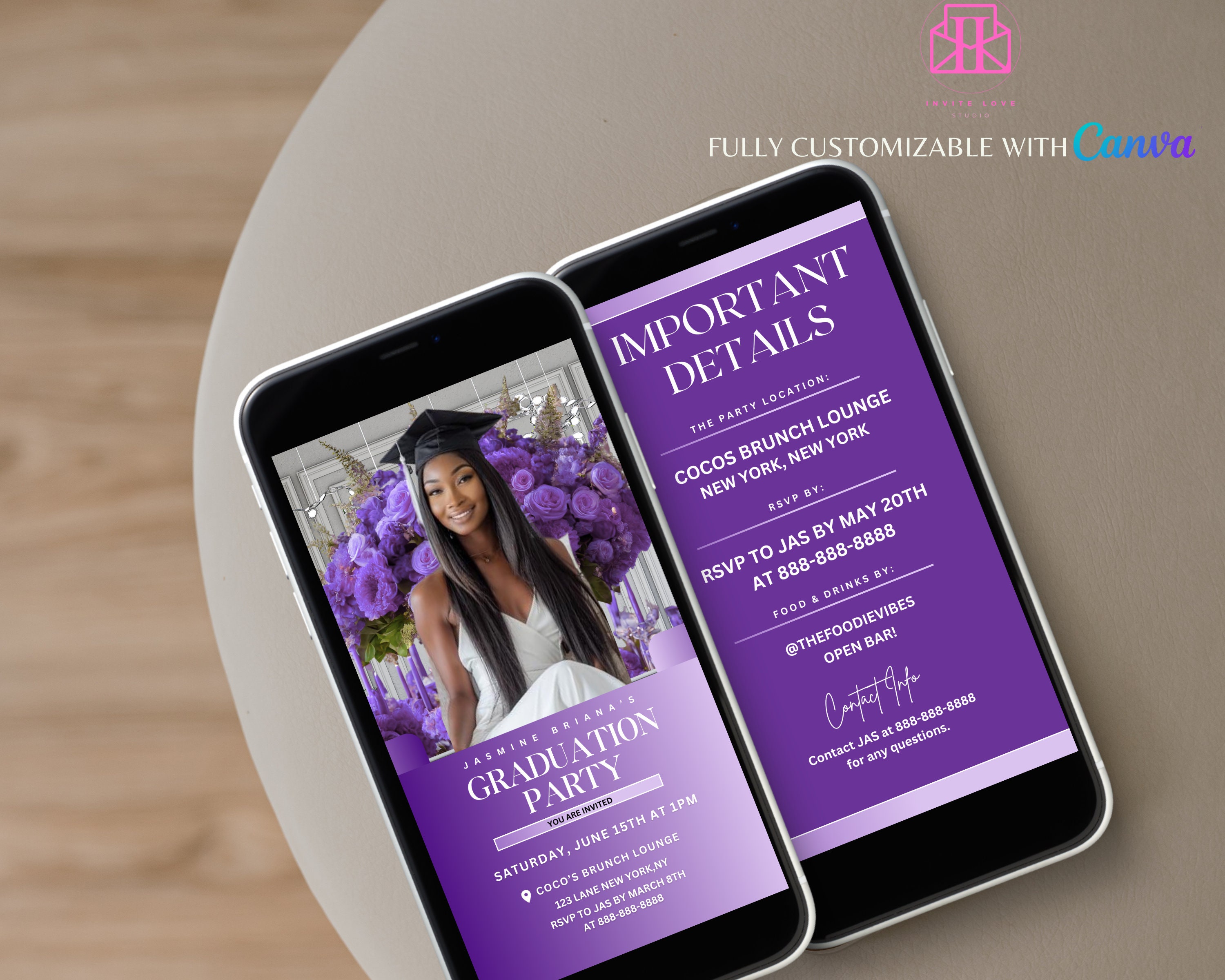 Purple Graduation Party Invitation, Digital Purple Balloons Nursing ...