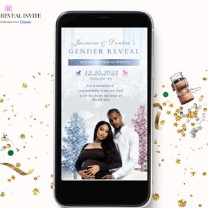 Winter Gender Reveal Invitation Digital Photo Boy or Girl - Etsy