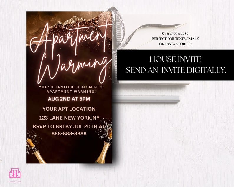 Brown Agate Apartment Warming Invitation, Digital New House Invite, New ...