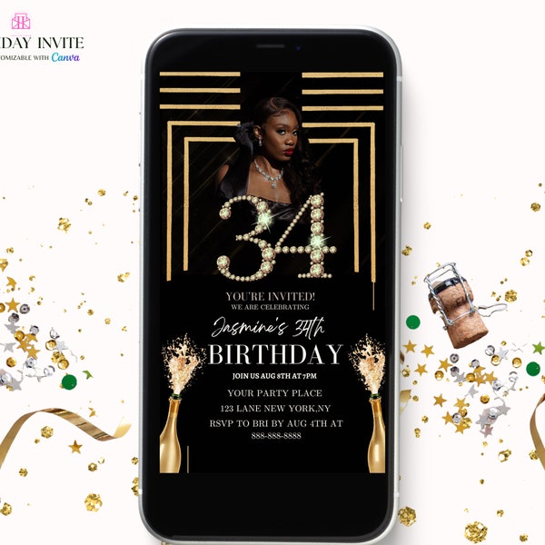 34th Birthday Invitation - Etsy