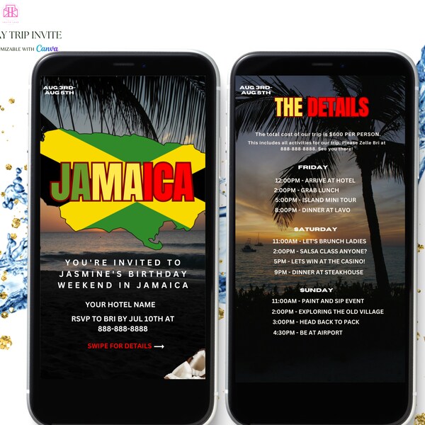 Jamaica Birthday Trip Invitation - Etsy